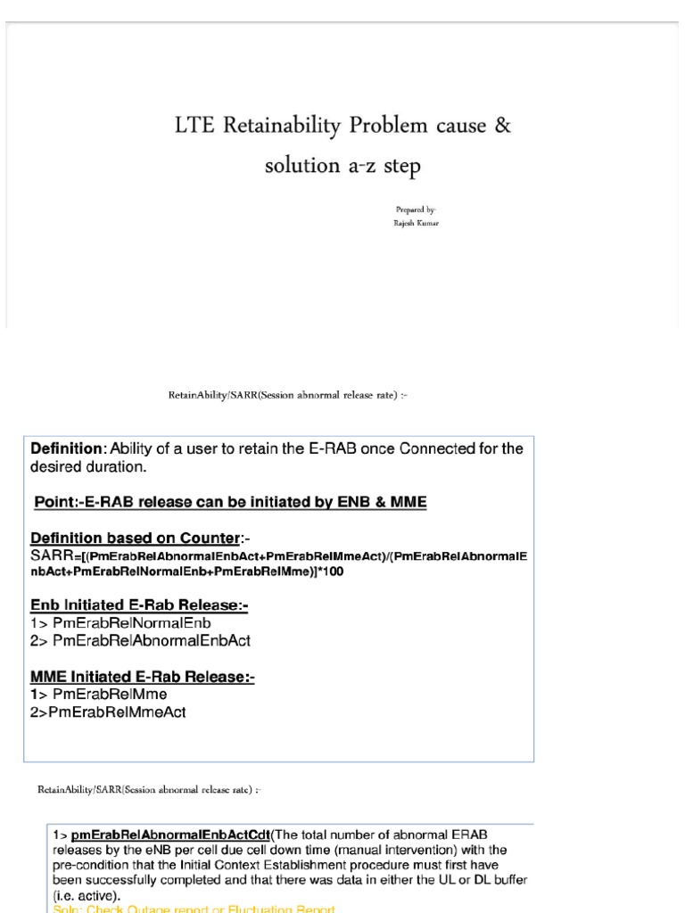 Troubleshooting Retainability or Call Drop in LTE | PDF
