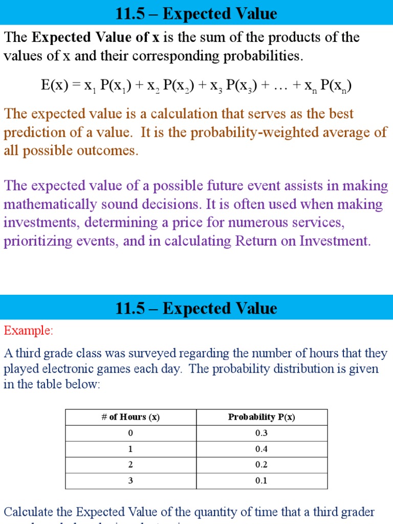 Expected Value | PDF | Expected Value | Odds