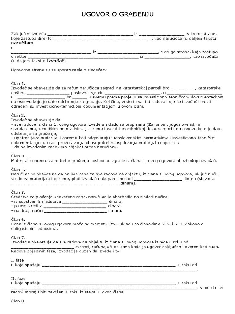Ugovor Gradjenje PDF | PDF