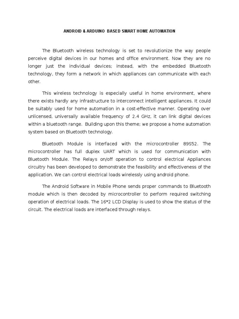 Android & Arduino Based Smart Home Automation | PDF