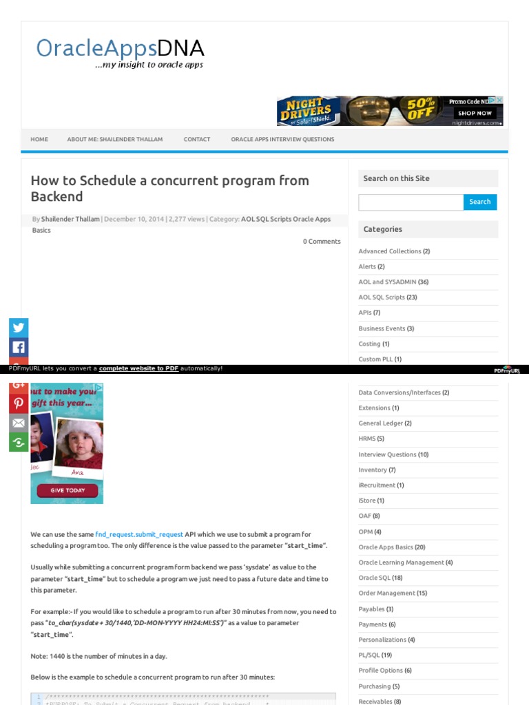 How To Schedule A Concurrent Program From Backend | PDF | Application Programming Interface | Pl/Sql