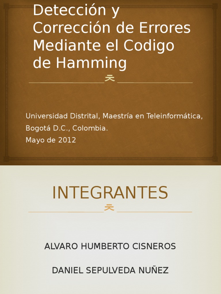 Codigo Hamming | PDF | Detección y corrección de errores | Transmisión ...