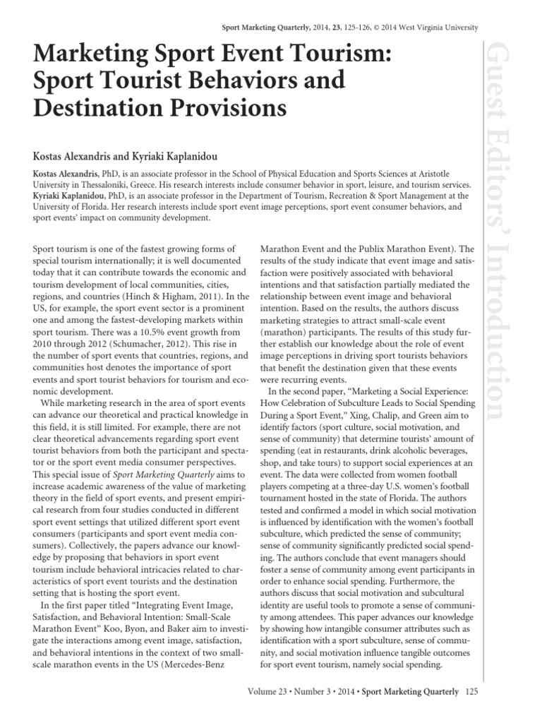 Marketing Sport Event Tourism: Sport Tourist Behaviors and Destination ...