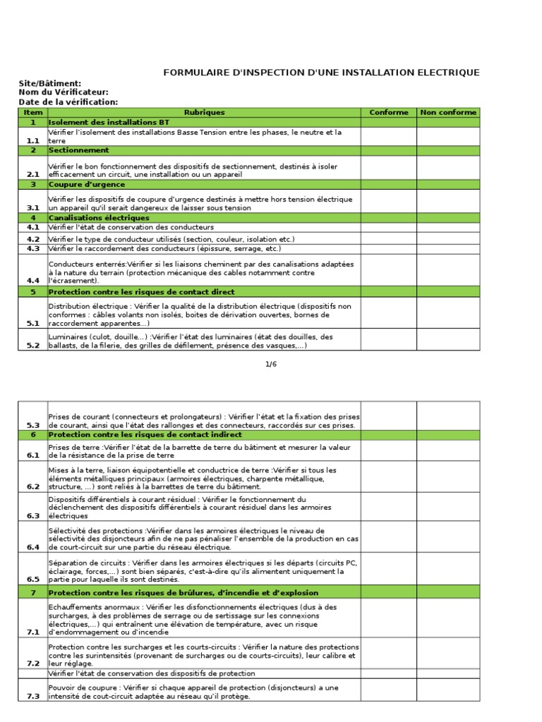 Liste de Vérification D'une Installation Électrique | PDF | Équipements ...