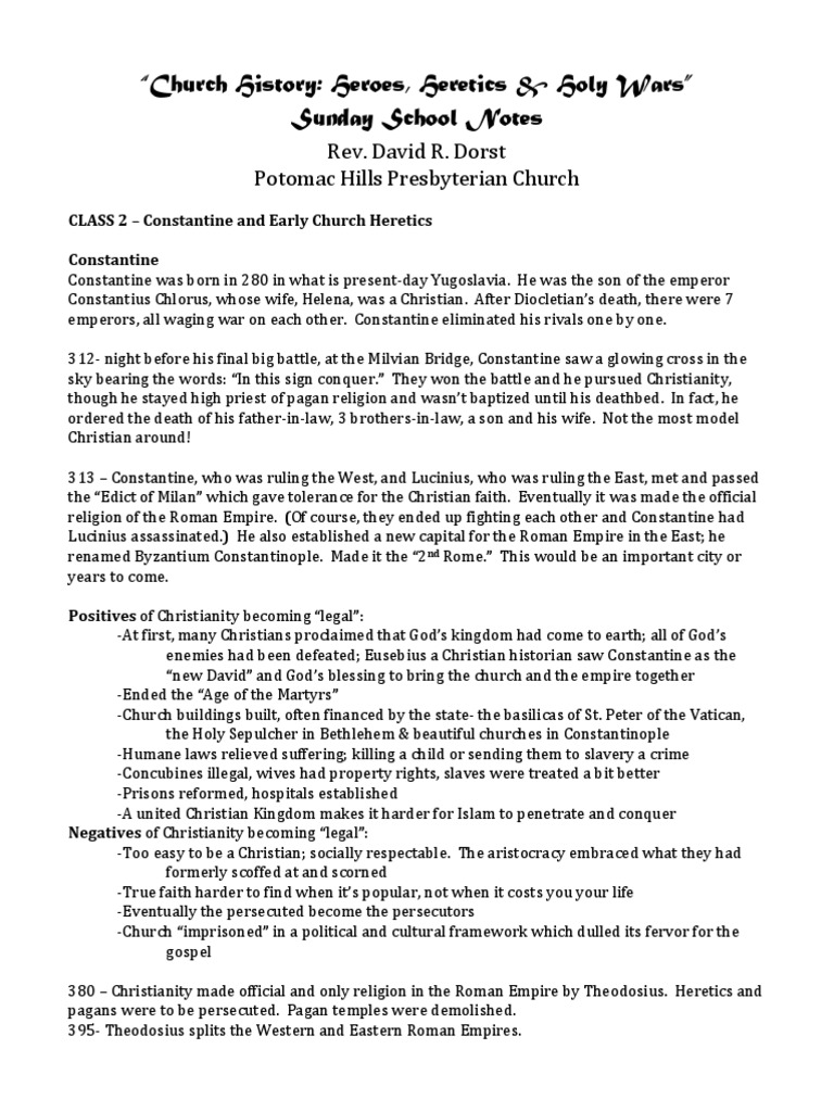 2nd Church History Class | PDF | Constantine The Great | Christianity ...