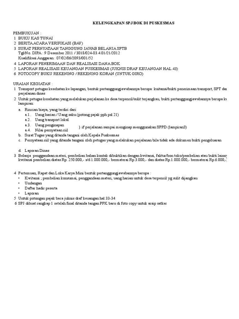 SPJ BOK Puskesmas: Panduan Lengkap | PDF