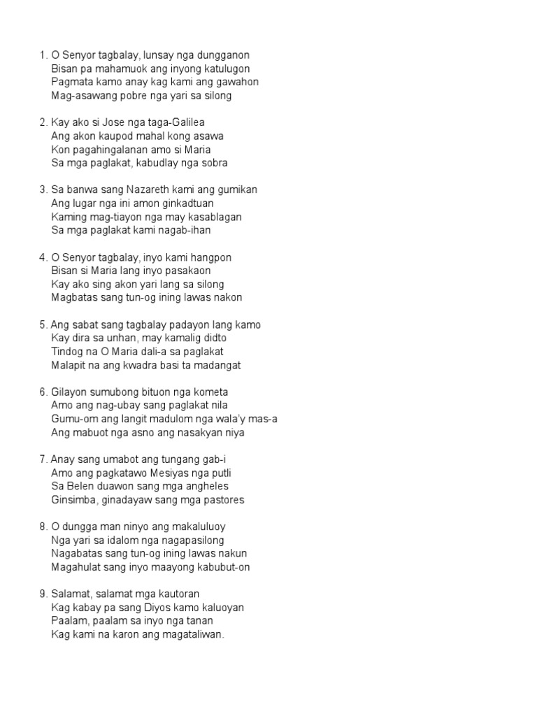 O Senyor Tagbalay Lyrics