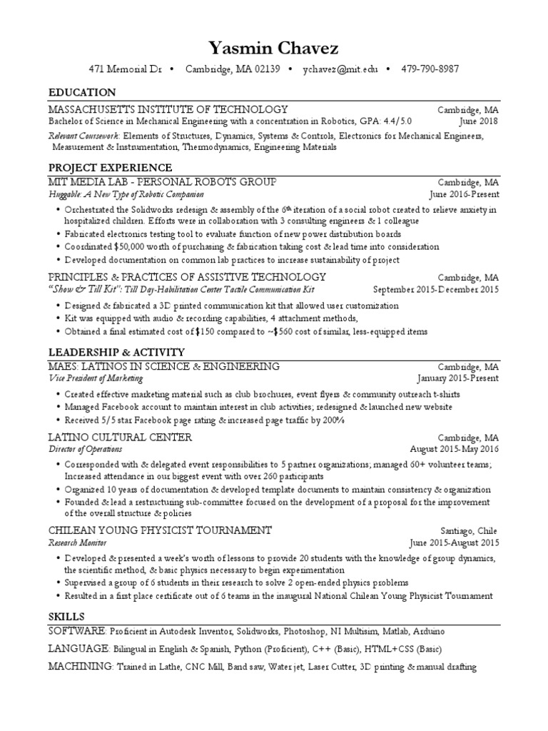 Resume 6 5 | PDF | Massachusetts Institute Of Technology | Engineering