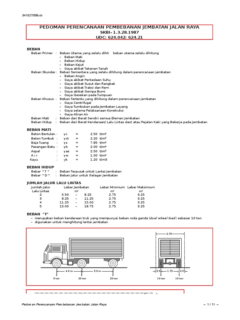 PEDOMAN PEMBEBANAN JEMBATAN JALAN RAYA | PDF