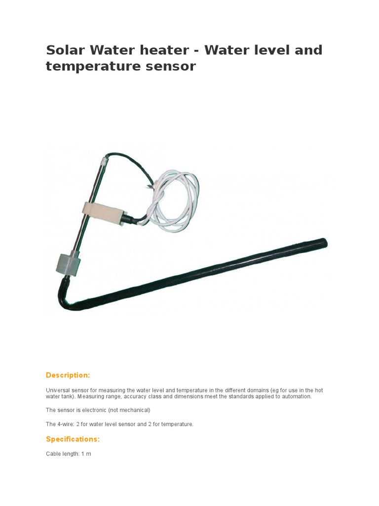 Solar Water Heater - Water Level and Temperature Sensor | PDF