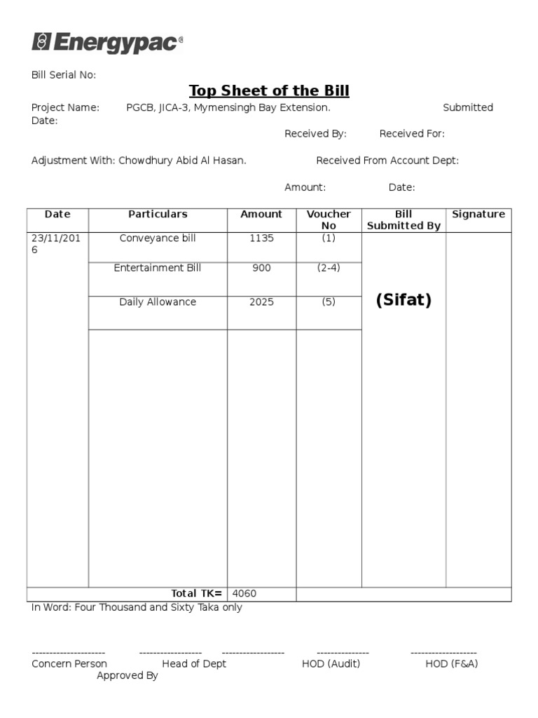 New Top Sheet Format | PDF