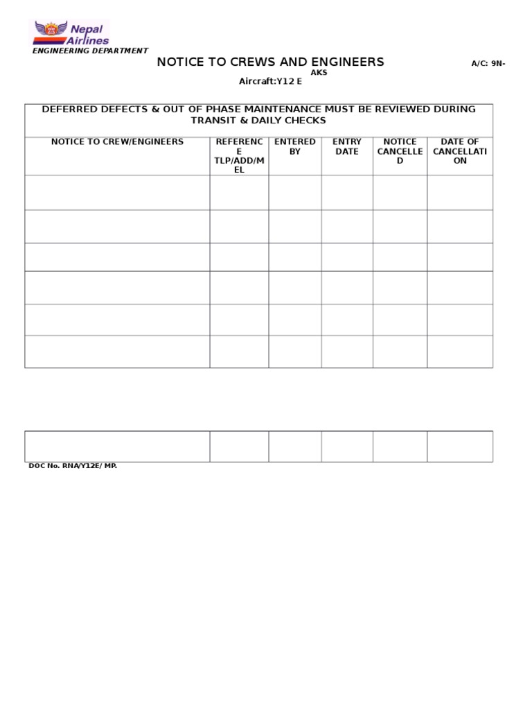 Notice To Crews and Engineers: Deferred Defects & Out of Phase ...