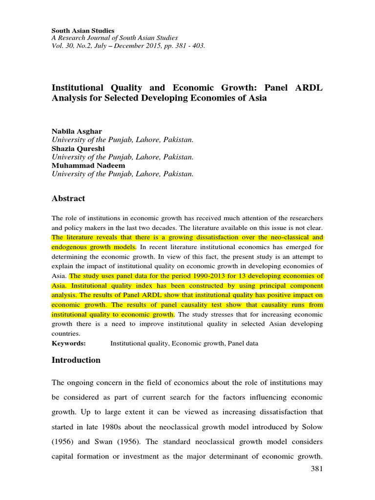 Panel ARDL | PDF | Production Function | Economic Growth
