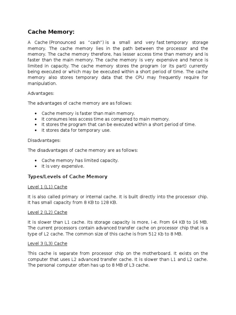 Cache Memory | PDF