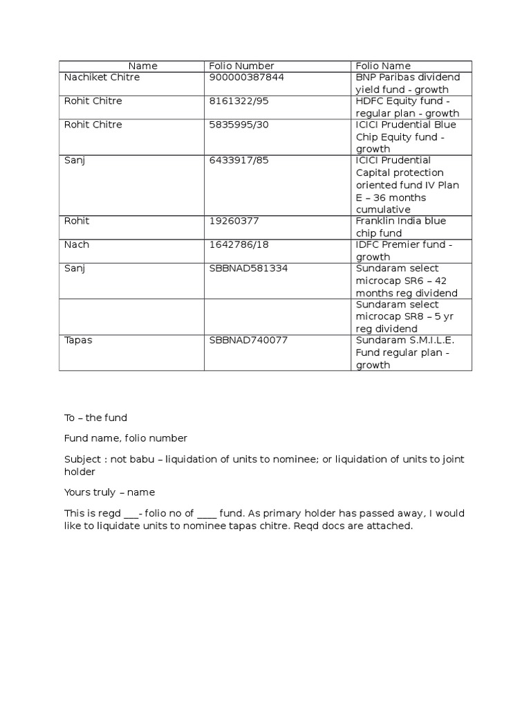 Mutual Fund Liquidation Request | PDF