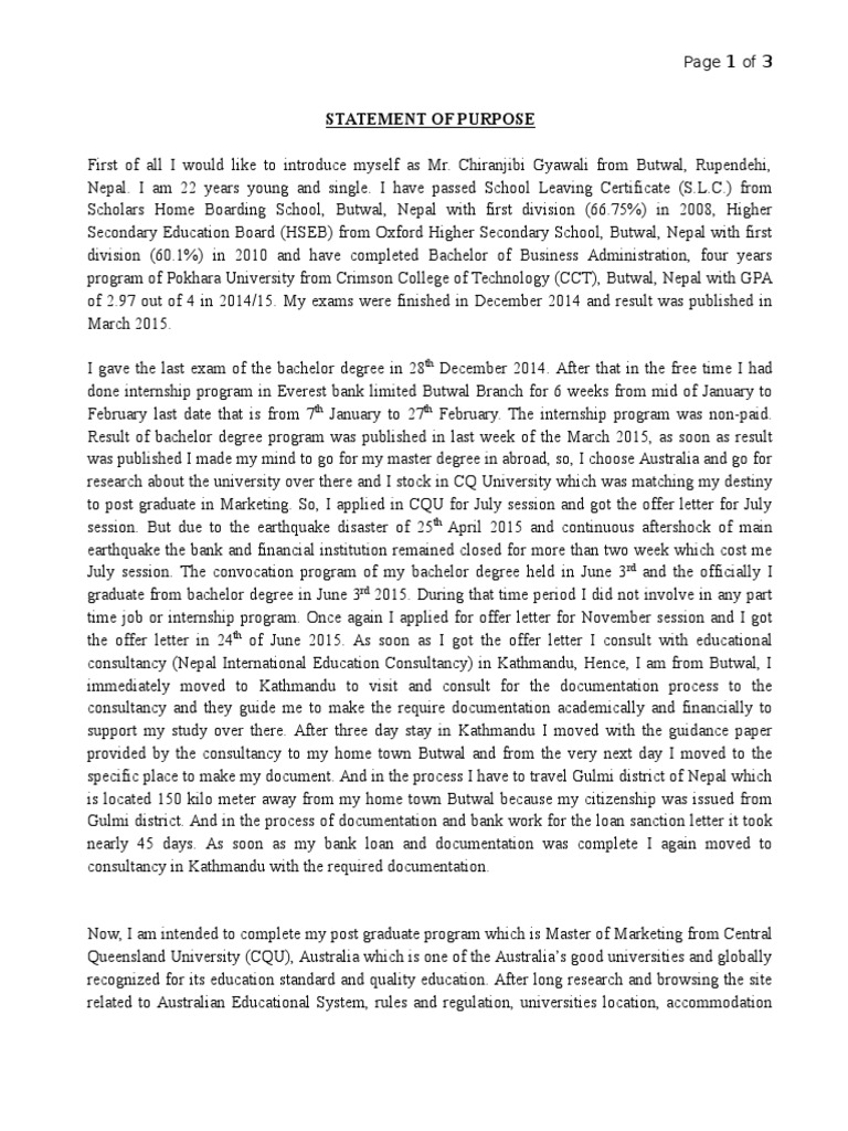 Sop | PDF | Postgraduate Education | Master's Degree