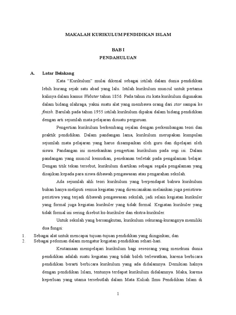 Makalah Kurikulum Pendidikan Islam | PDF