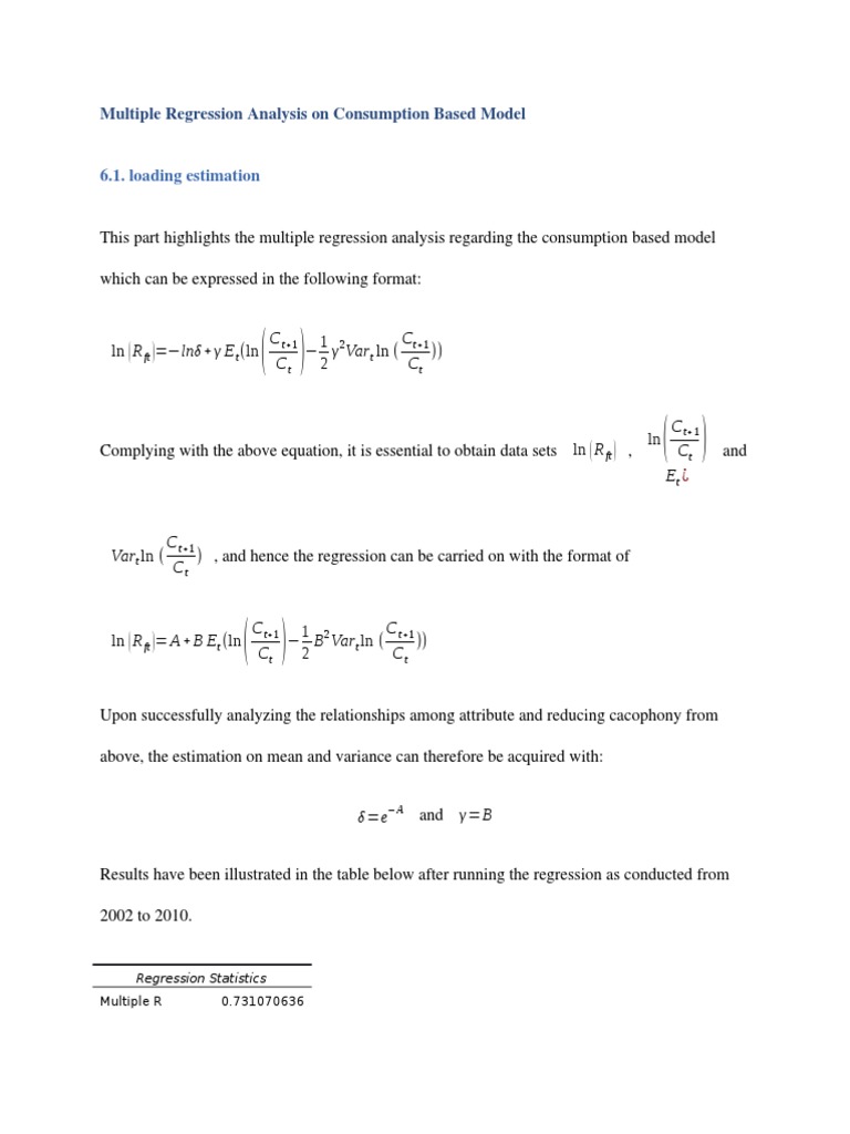 6 1 Loading Estimation Multiple Regression Analysis On Consumption Based Model Pdf Errors