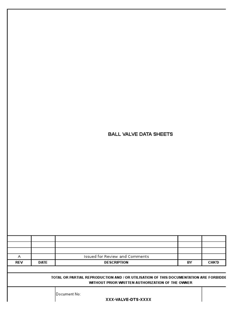 Ball Valve Data Sheet Overview | PDF | Valve | Pipe (Fluid Conveyance)