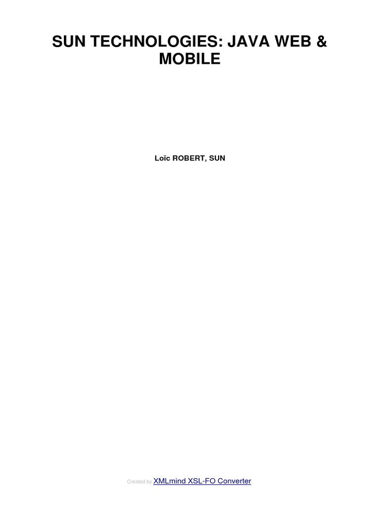 SUN Technologies - Java Web and Mobile | PDF | Java Servlet | Java Server Pages