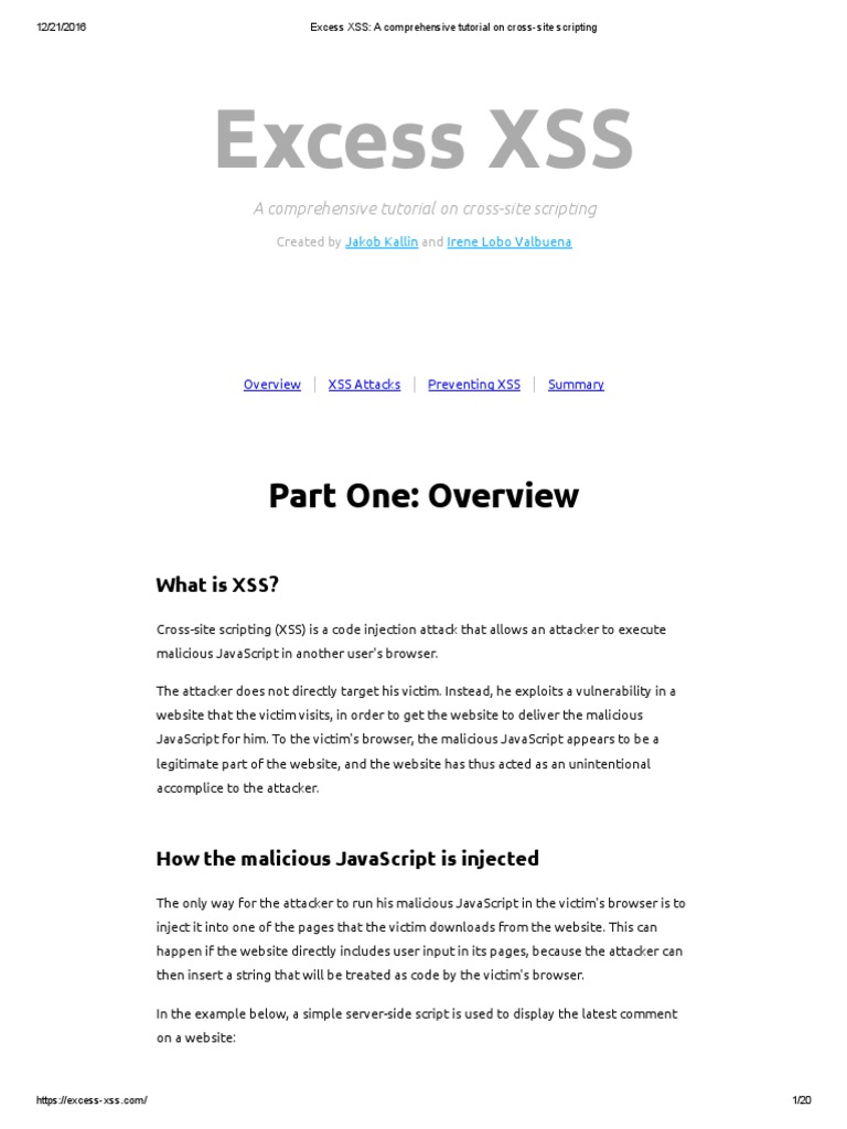 Excess XSS - A Comprehensive Tutorial On Cross-Site Scripting | PDF | Dynamic Web Page | Http Cookie