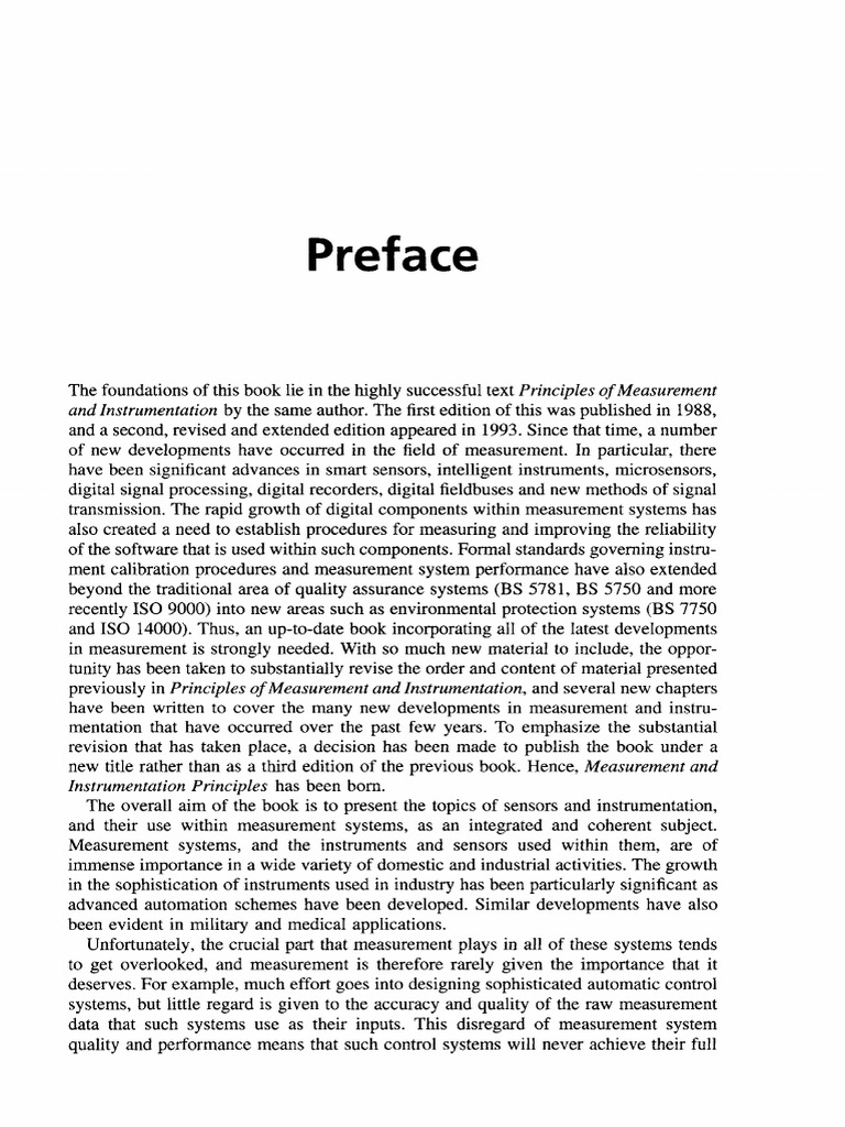 Preface 2001 Measurement and Instrumentation Principles Third Edition | PDF | Sensor | Signal ...