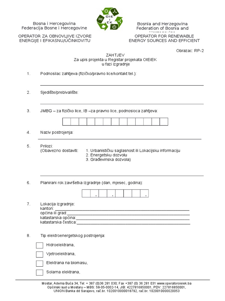 Obrazac RP 2 | PDF