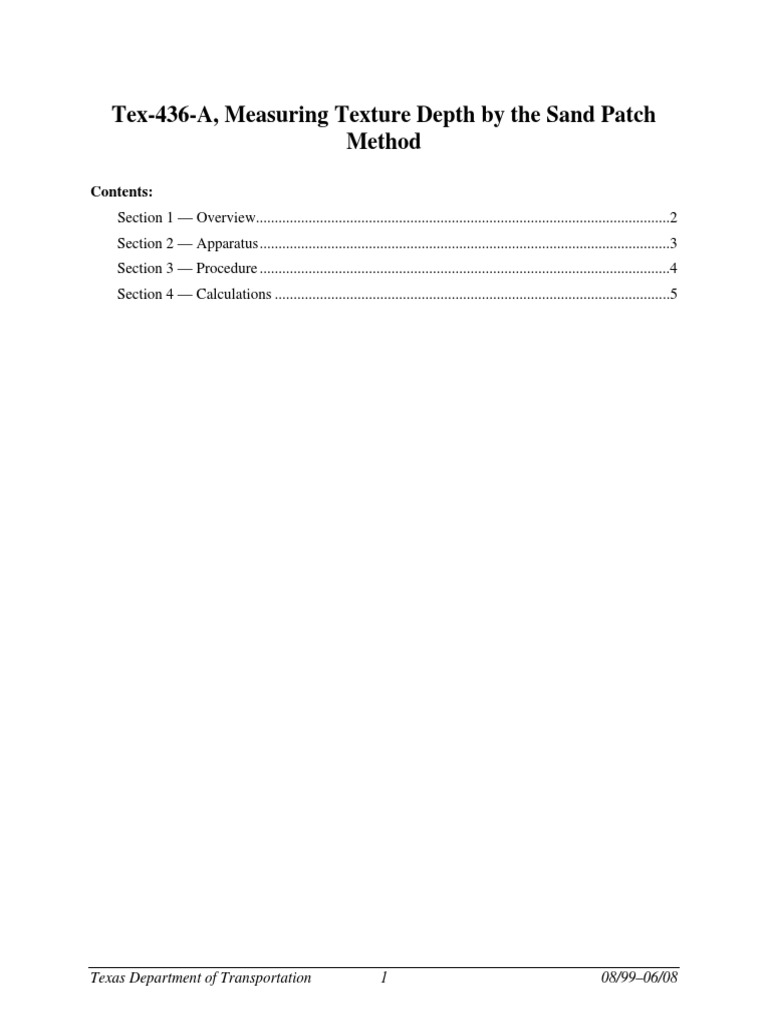 Sand Patch Test | PDF | Sand | Road Surface