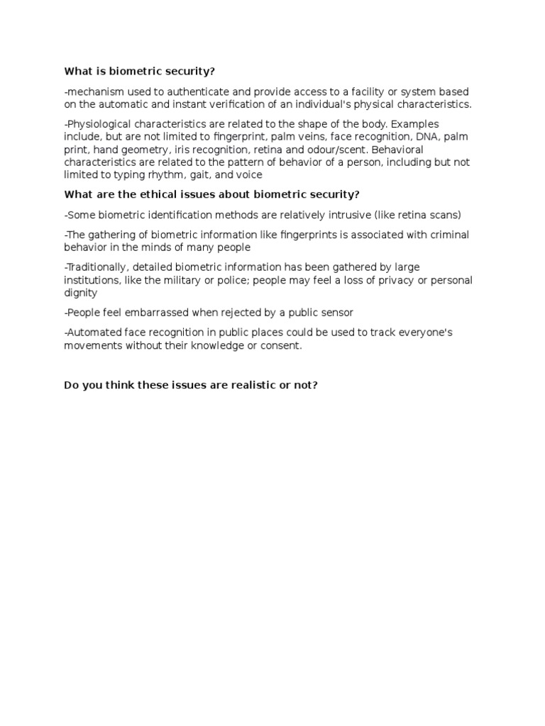 Understanding Biometric Security Risks | PDF
