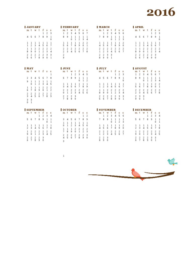 2016 DMPA Calendar Overview | PDF