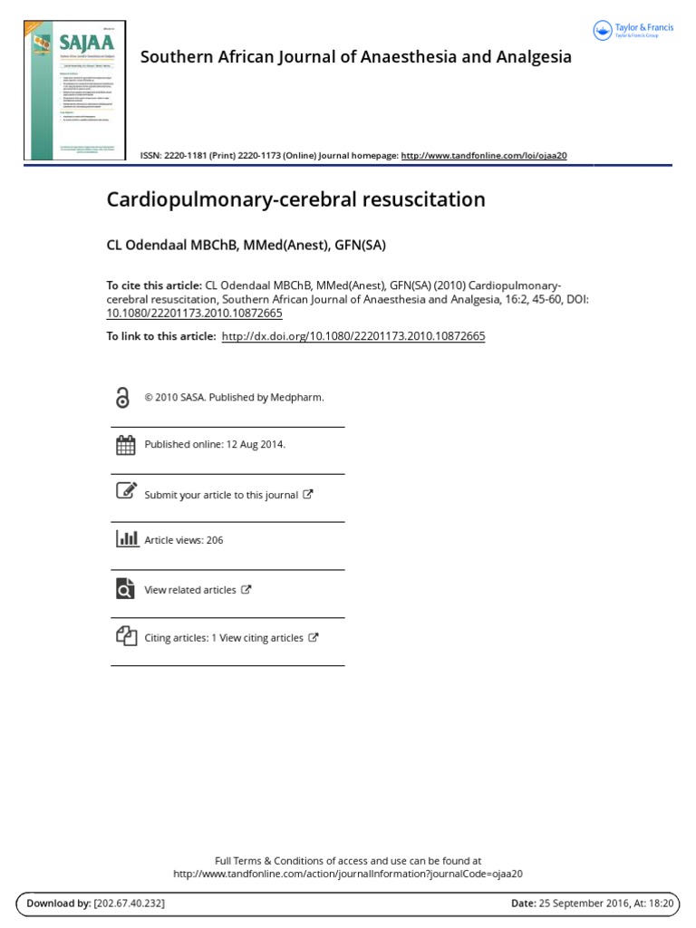 Cardiopulmonary Cerebral Resuscitation | PDF | Cardiopulmonary ...