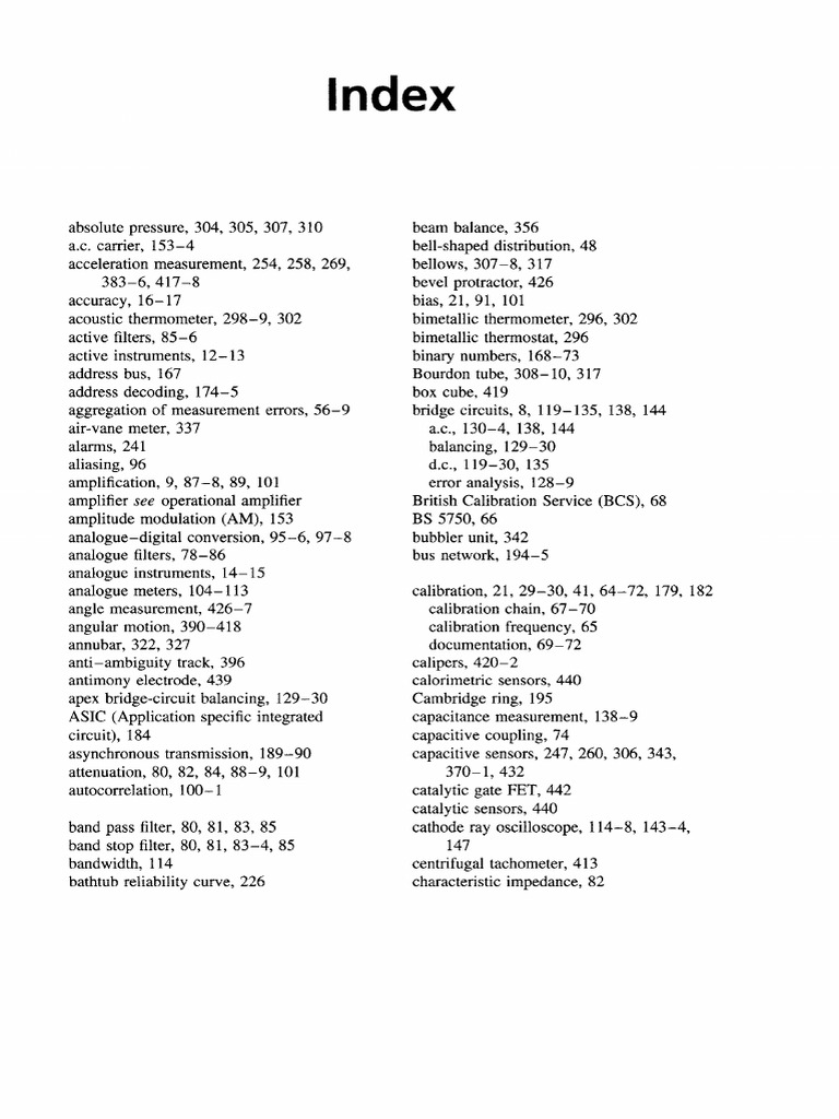 Index 2001 Measurement and Instrumentation Principles Third Edition | PDF | Flow Measurement ...