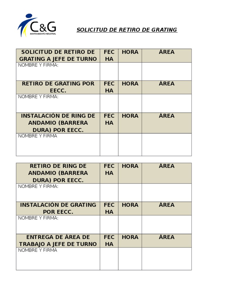 Formato Tipo Soliitud Retiro de Grating | PDF