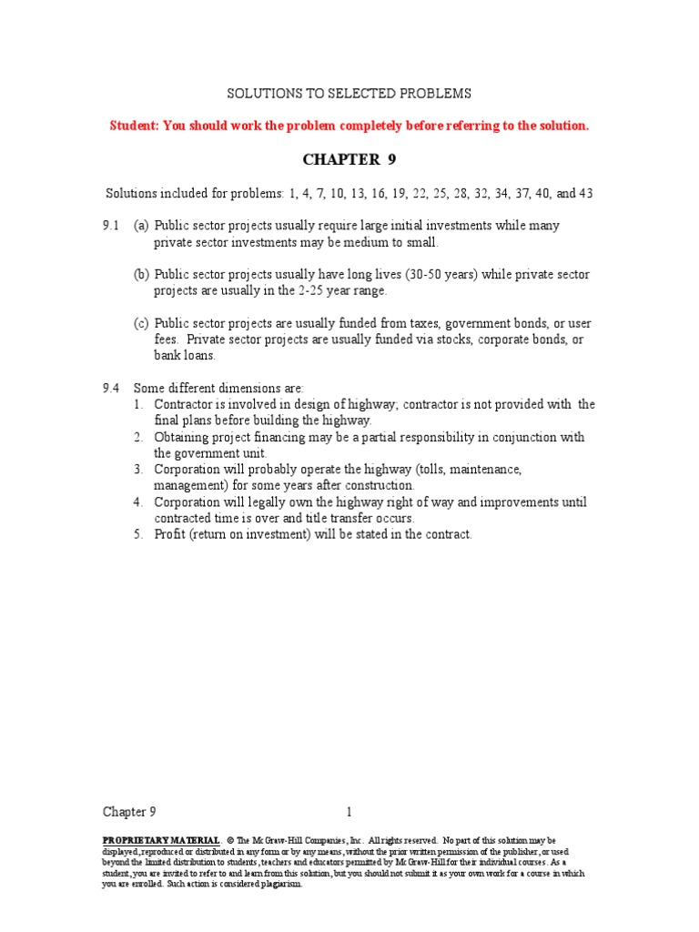 Selected Solutions - 9 | PDF