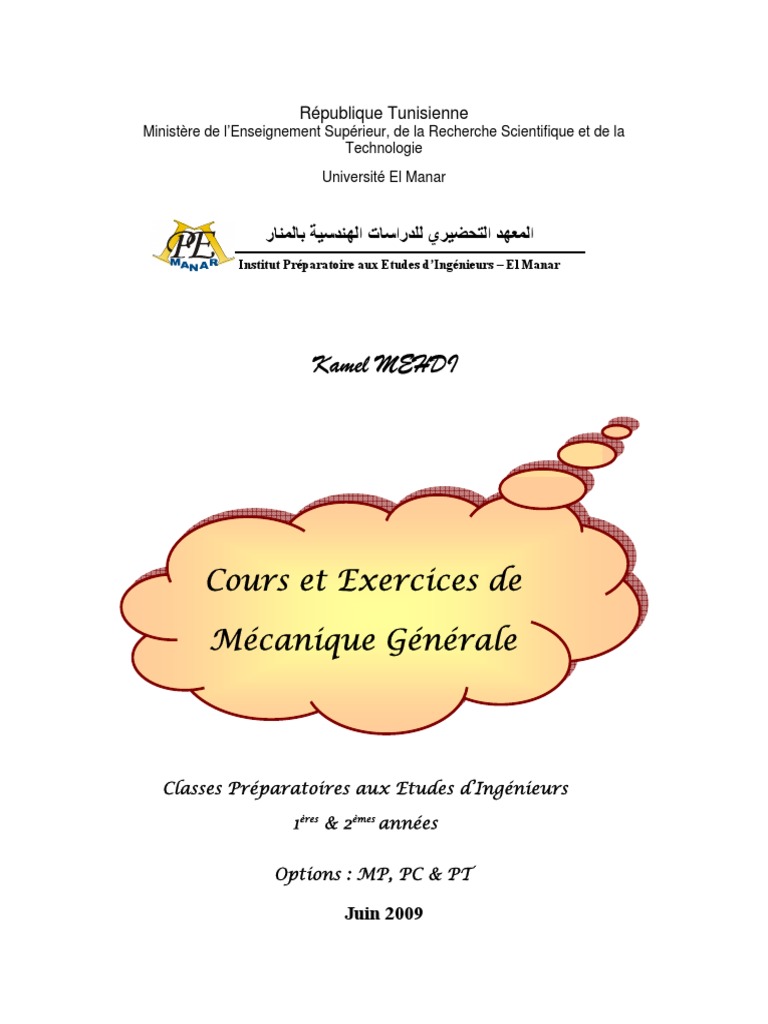 Mecanique-Cours-Et-Exercices-de-Mecanique-Generale.pdf | Scalaire ...
