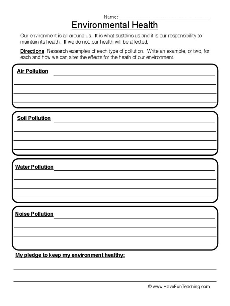 Environment Worksheet | PDF