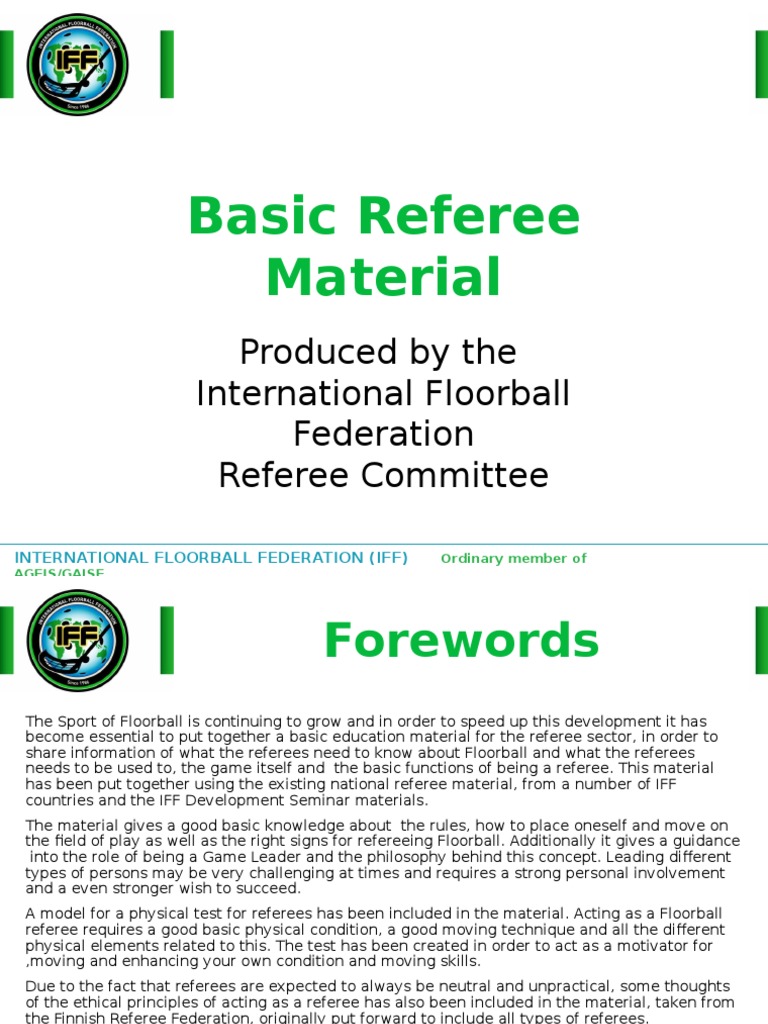 Basic Referee Material: Produced by The International Floorball ...