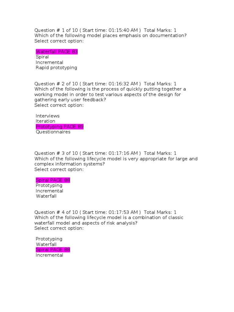 Cs507 Quiz Solved #2 | PDF | Software Prototyping | System