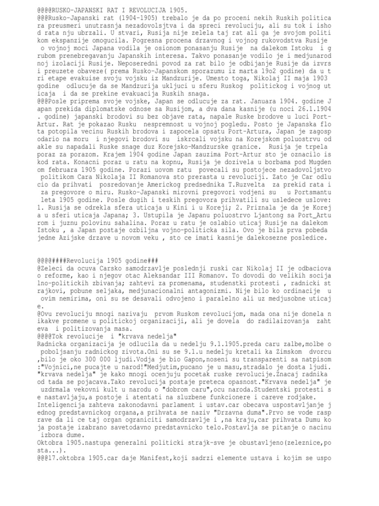 Sko-Japanski Rat I Prva Revolucija 1905. | PDF
