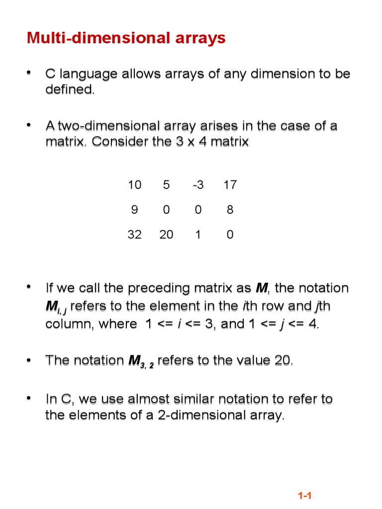 Multi Dimensional Arrays | PDF