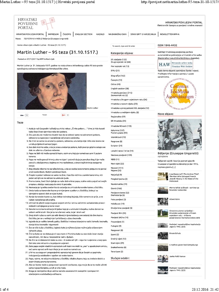 Martin Luther - 95 Teza (31.10.1517 | PDF