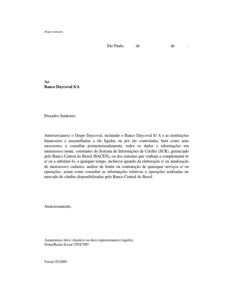 Modelo de Carta BACEN | PDF | Economias | Business