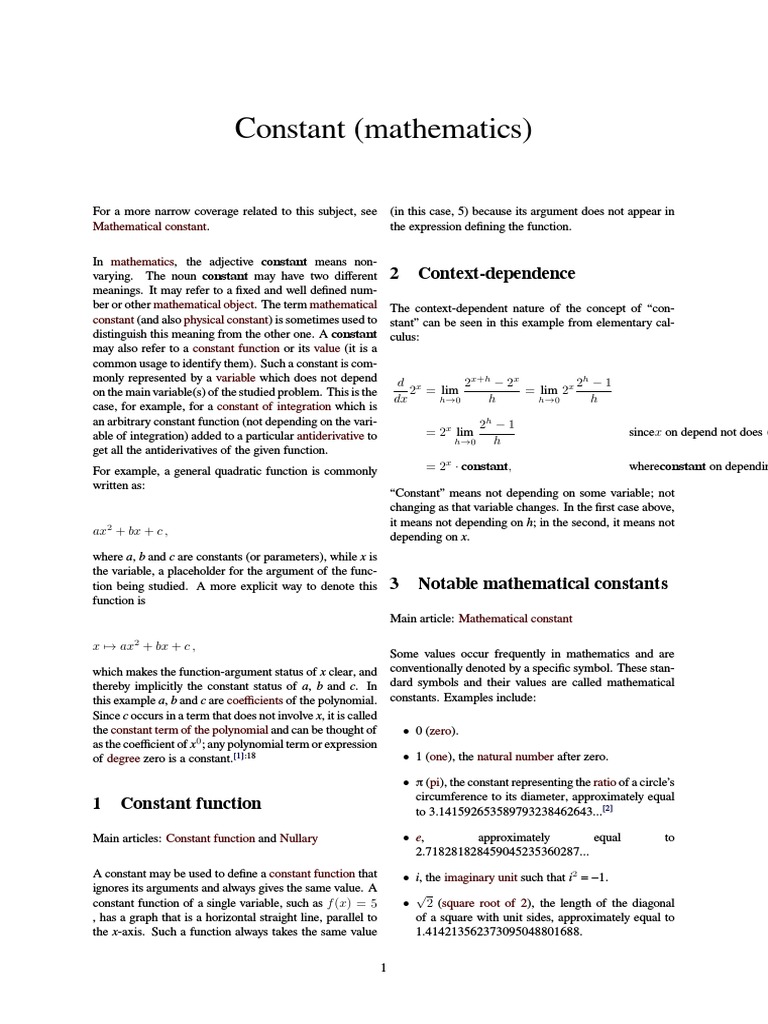 Constant (Mathematics) | PDF | Variable (Mathematics) | Integral