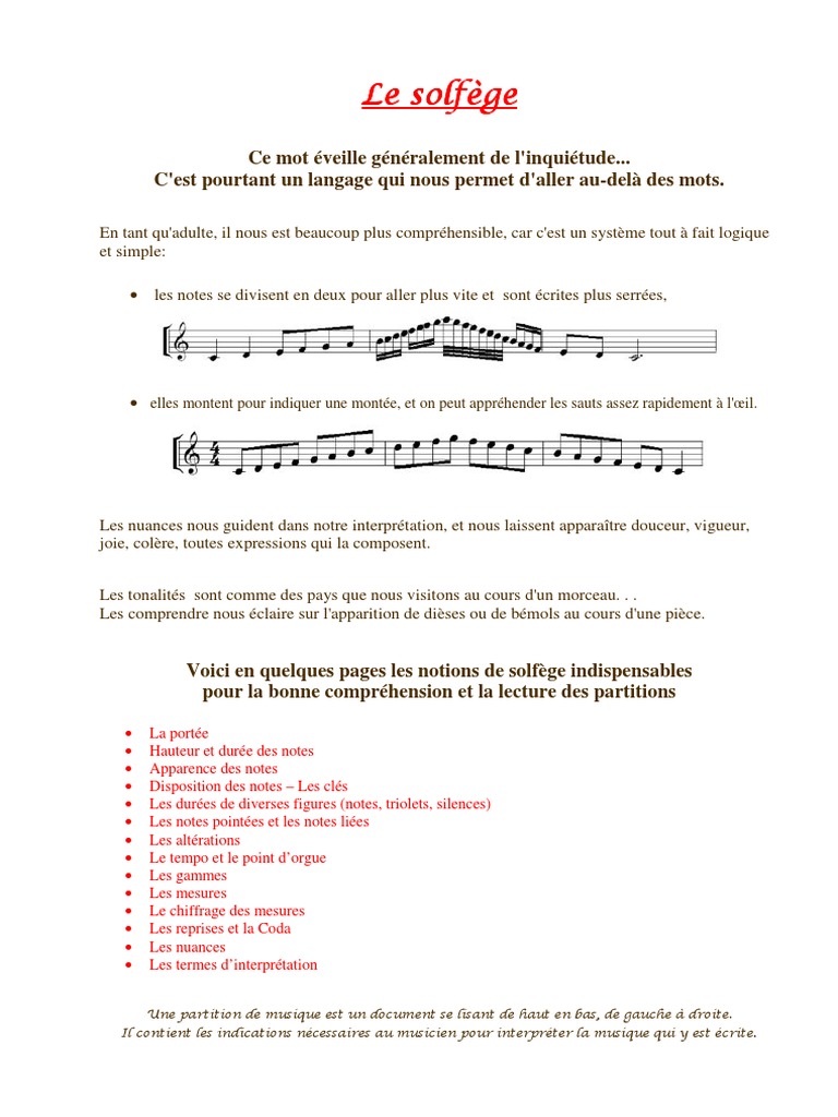 Bases du solfège en PDF gratuit | PDF