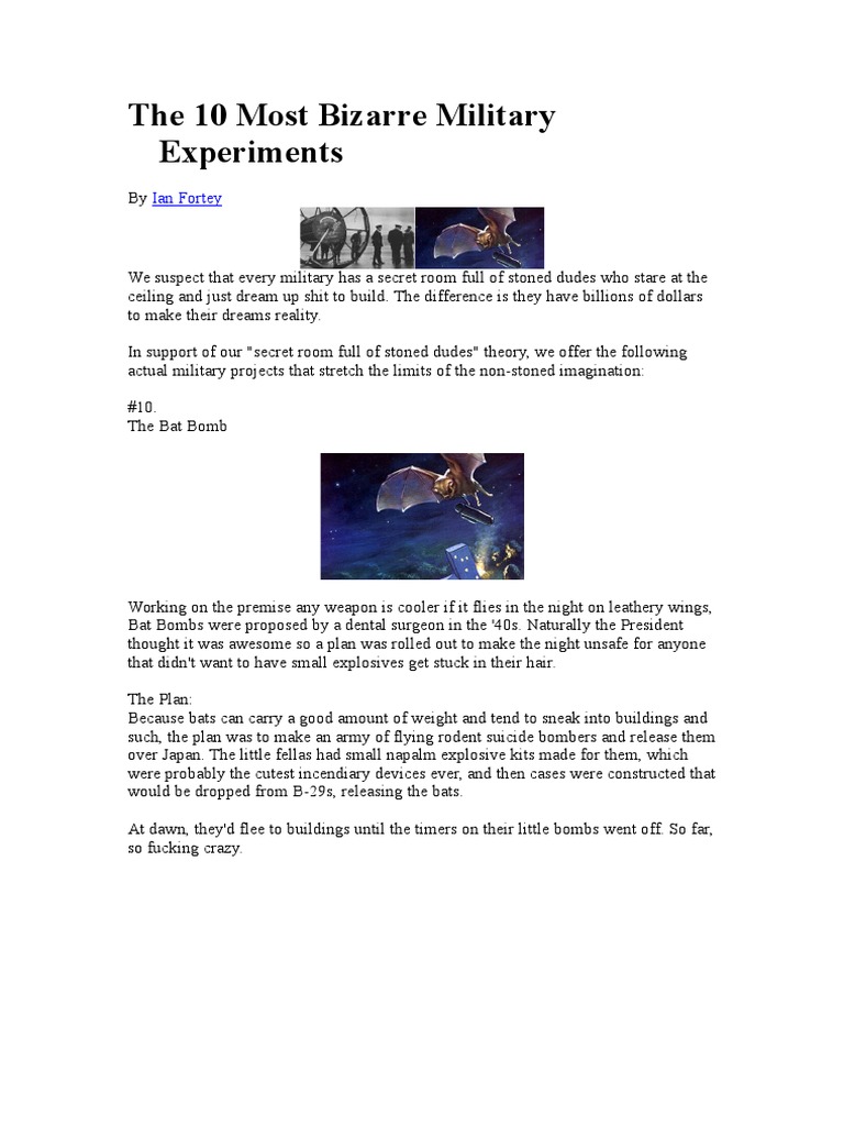 The 10 Most Bizarre Military Experiments | PDF | Bomb | Armed Conflict