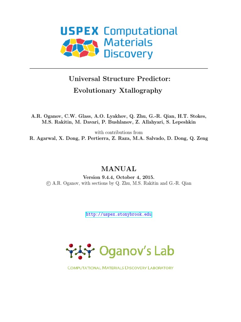 Uspex Manual | PDF | Parameter (Computer Programming) | Computer File