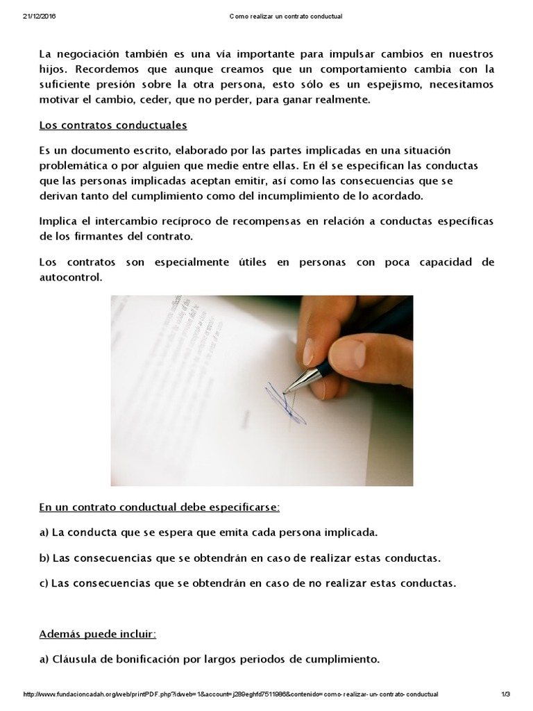 Cómo elaborar un contrato conductual | PDF | Comportamiento | Motivación
