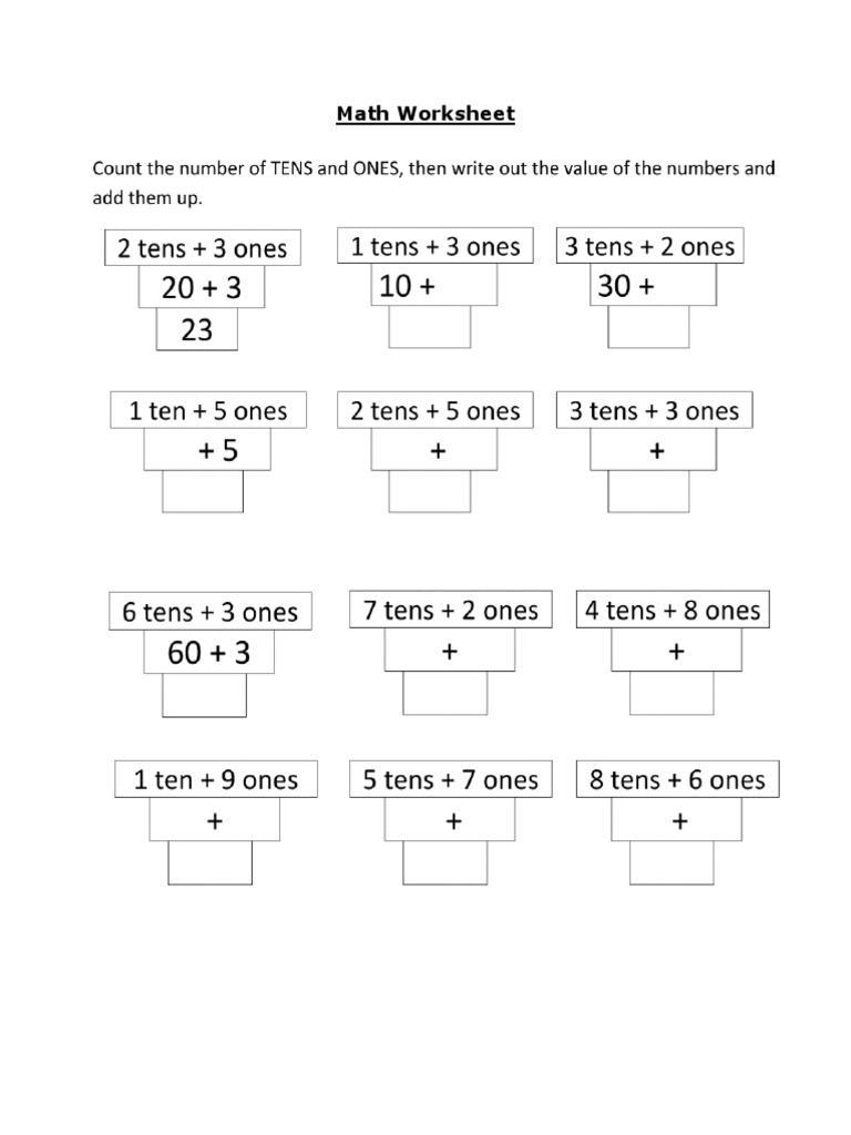 Tens and Ones Worksheet PDF | PDF