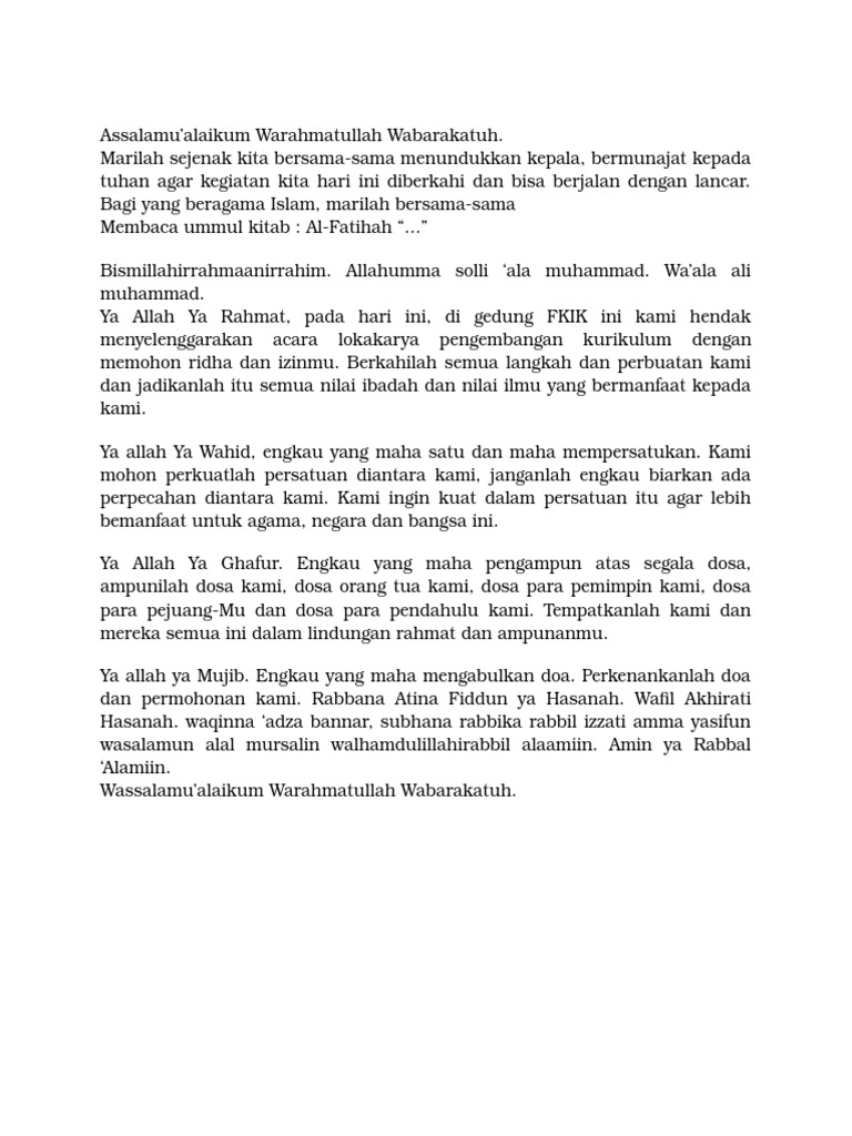 Doa Pembukaan Acara | PDF | Agama & Spiritualitas