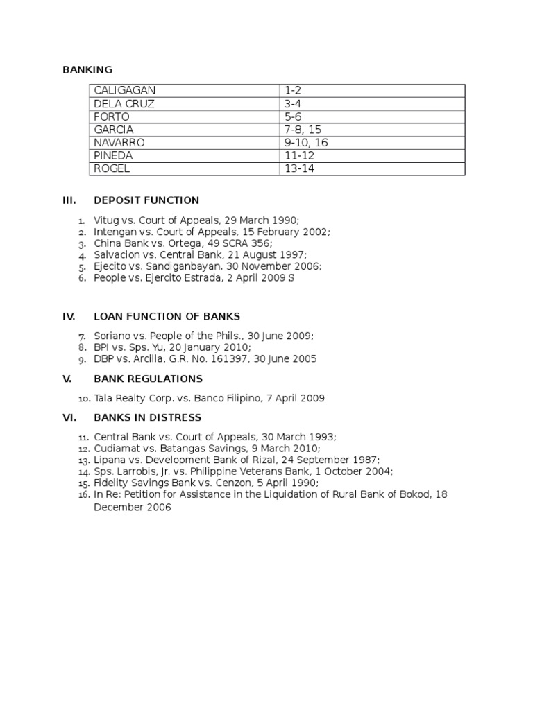 Banking Cases Division | PDF